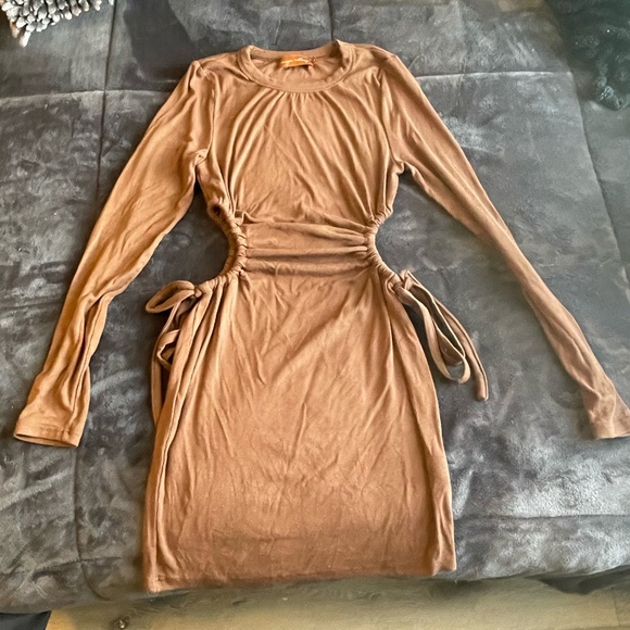knupp kouture | Dresses | Knupp Kouture Brown Mini Dress With Cut Outs ...